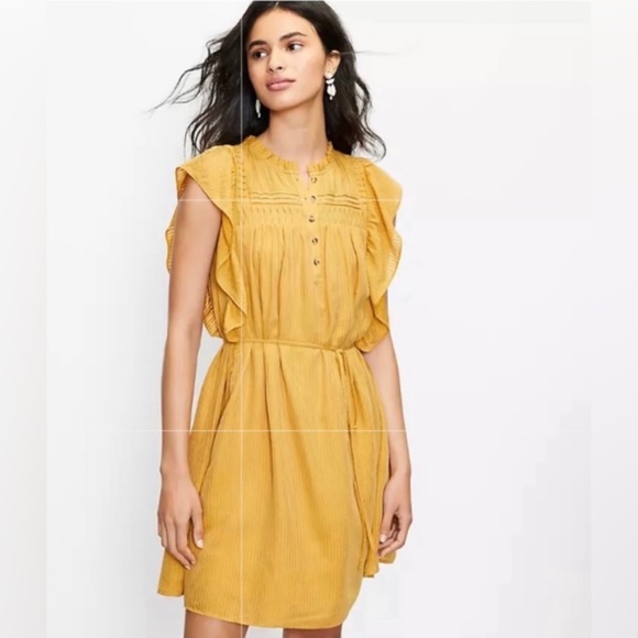 Ann Taylor | Dresses | Nwt Ann Taylor Mustard Yellow Ruffle Dress | Poshmark